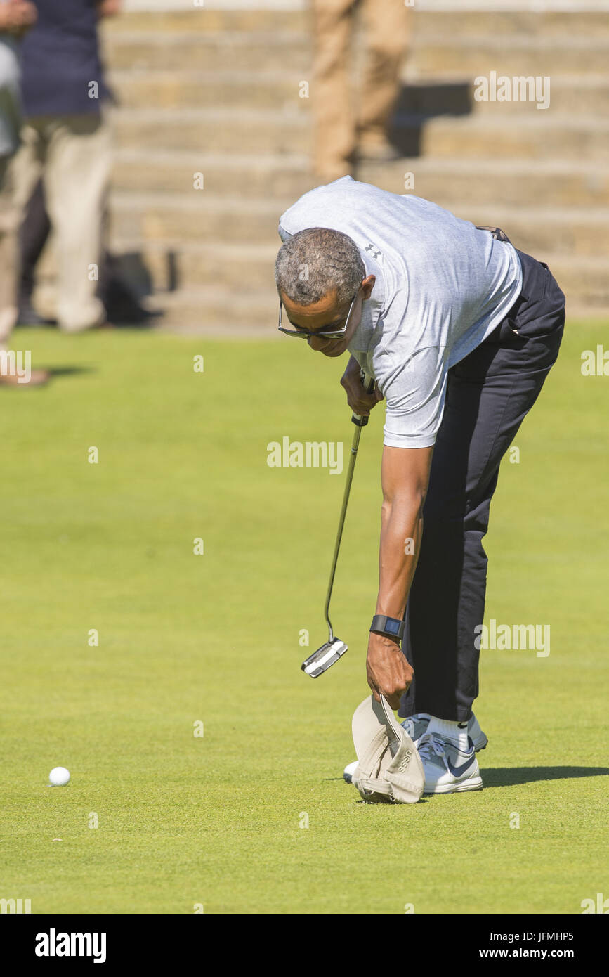 Former U.S. President Barack Obama plays a round of gold on the ...