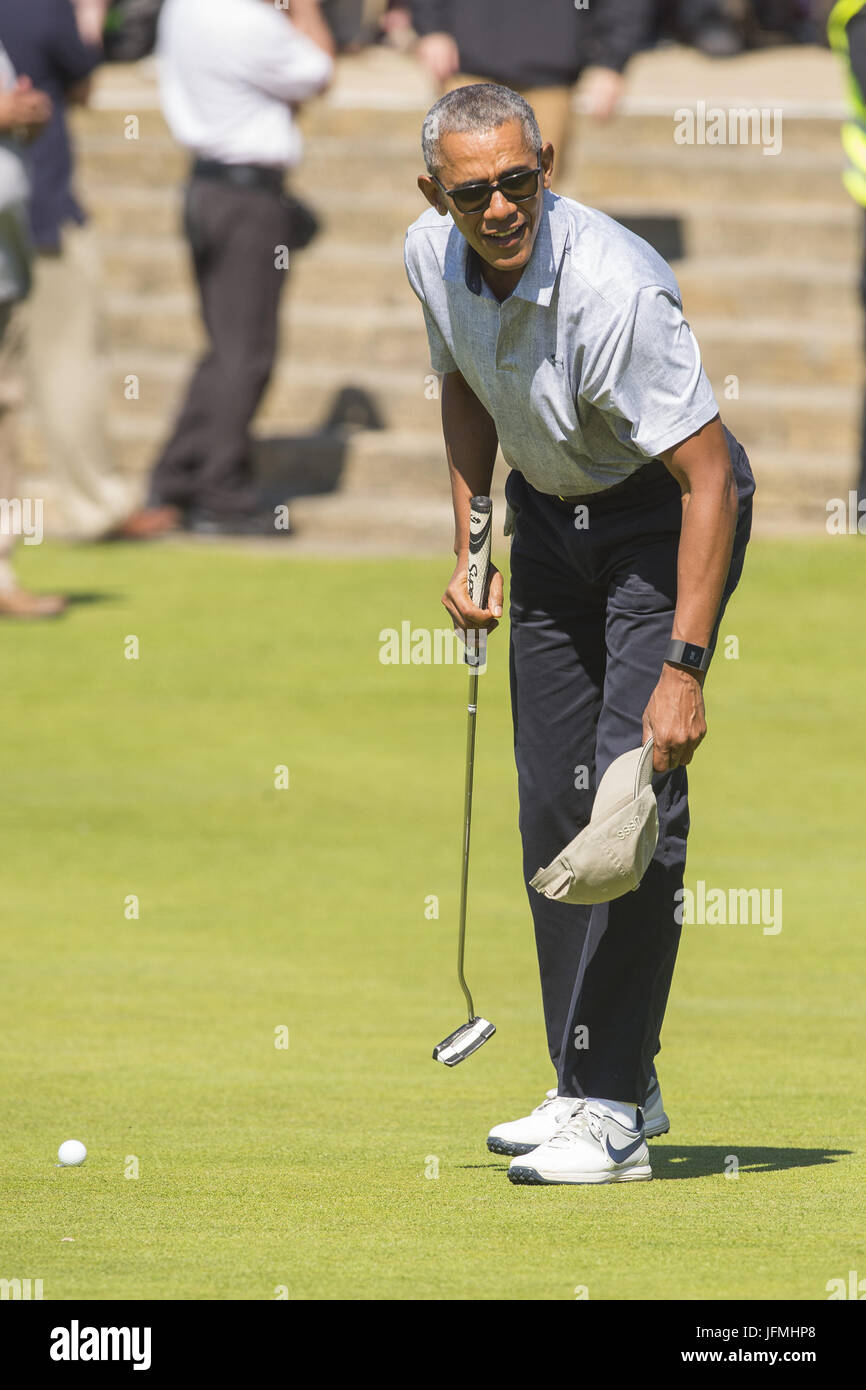 Former U.S. President Barack Obama plays a round of gold on the ...