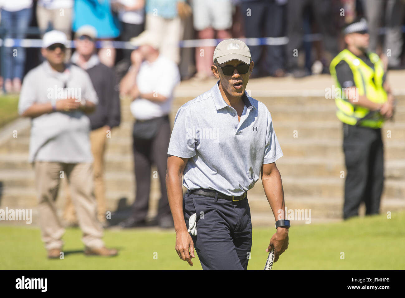 Former U.S. President Barack Obama plays a round of gold on the ...