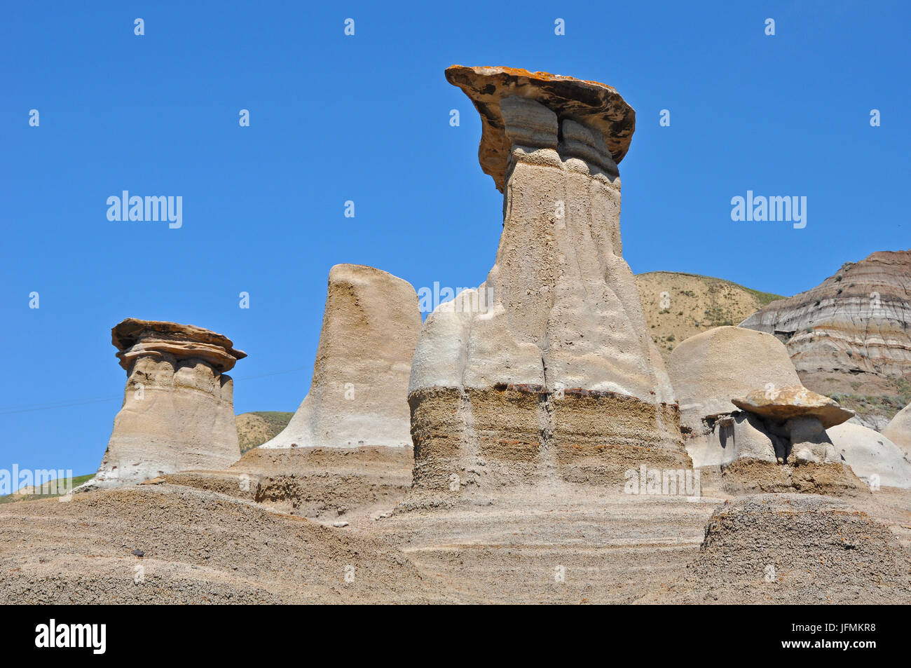 Hoo doos sandstone rock formations near Drumheller, Alberta, Canada ...