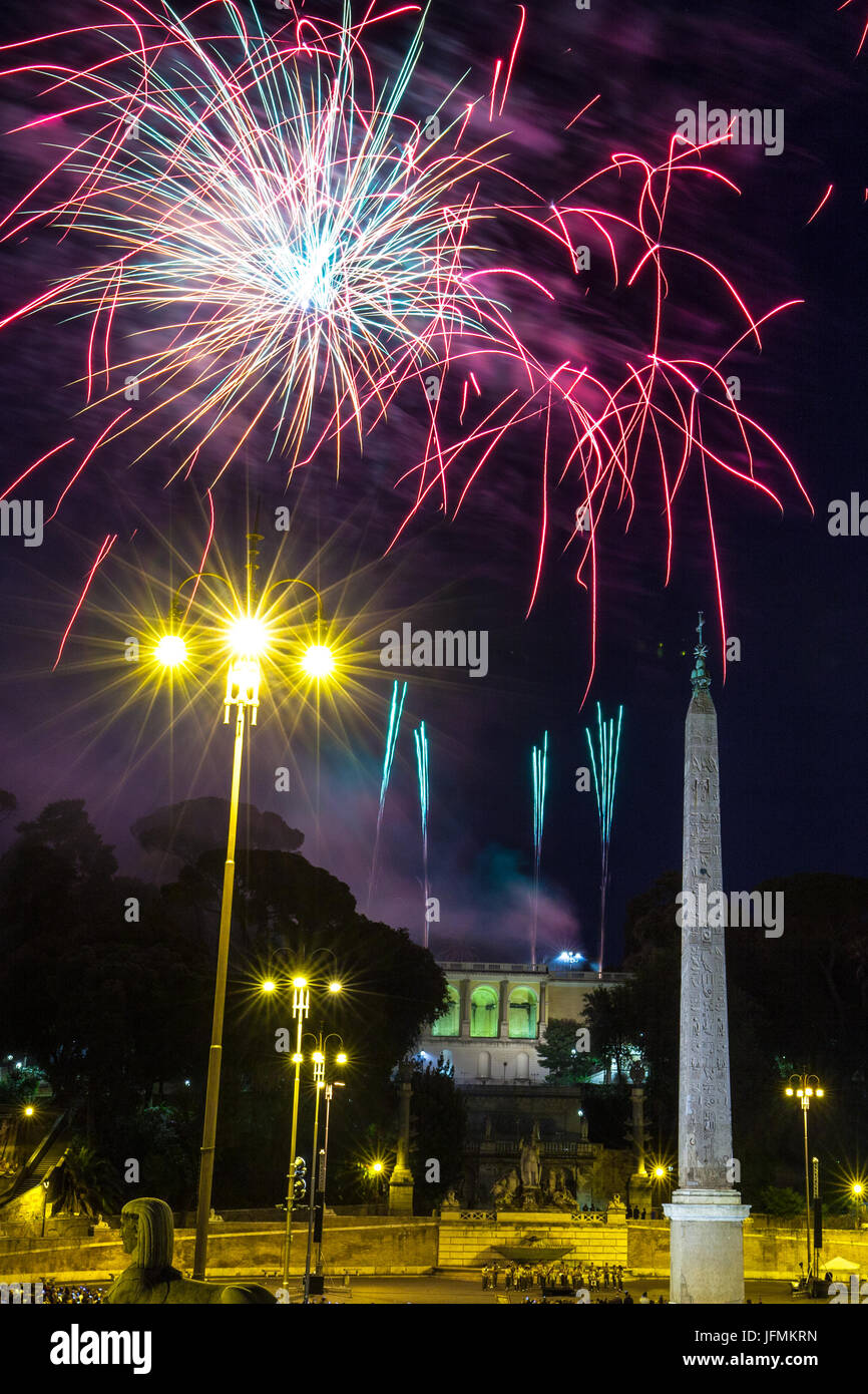 La Girandola Fireworks at Piazza del Popolo Stock Photo - Alamy