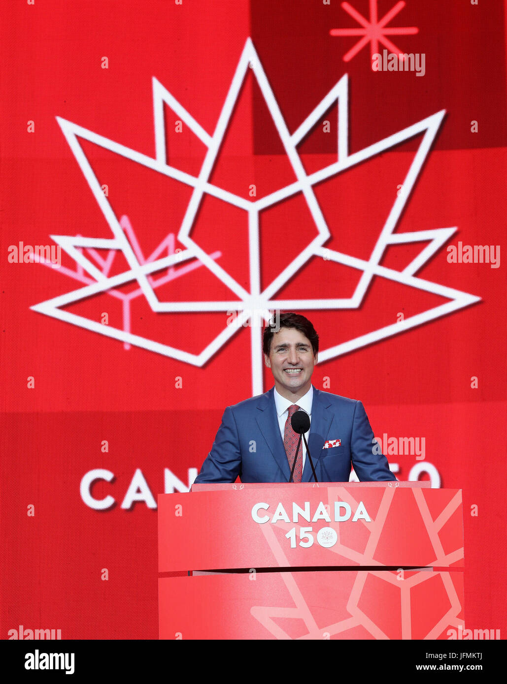 Justin Trudeau, Prime Minister of Canada, speak during the Canada Day ...