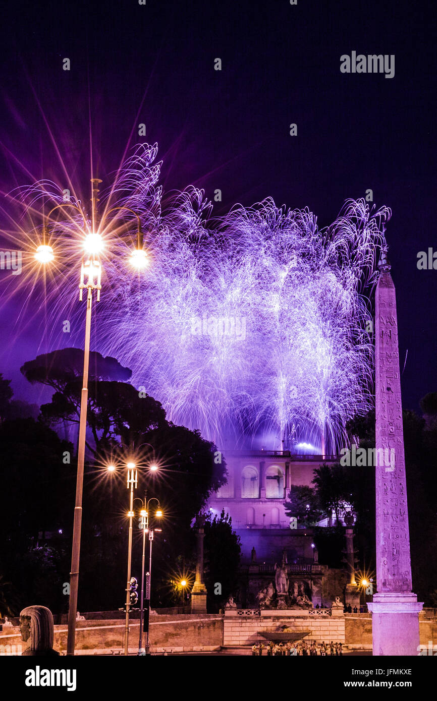 Rome the fireworks for the girandola of piazza del popolo hi-res stock ...