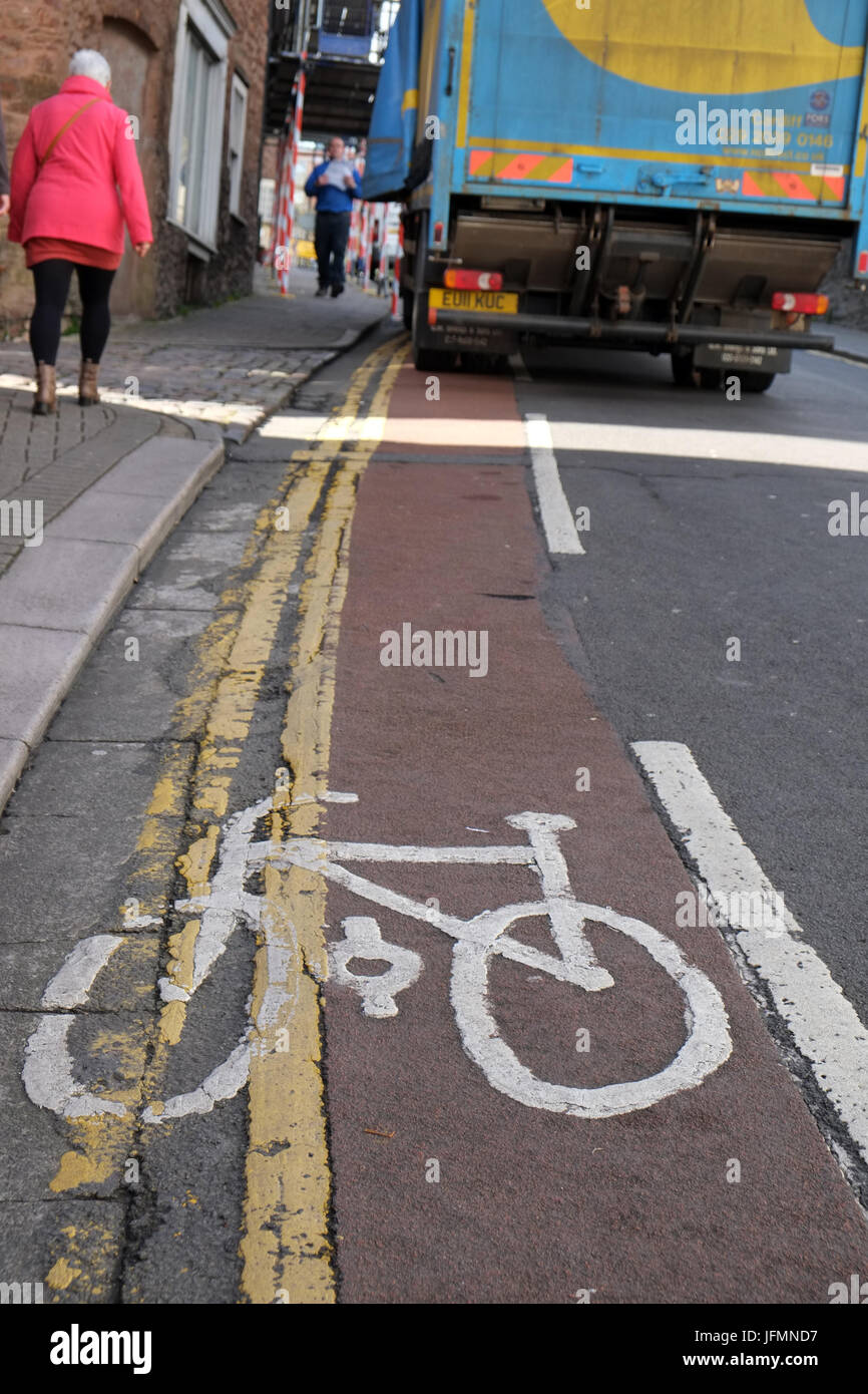 March 2015 - Well worn cycle lane with a truck parked in it, Bristol ...