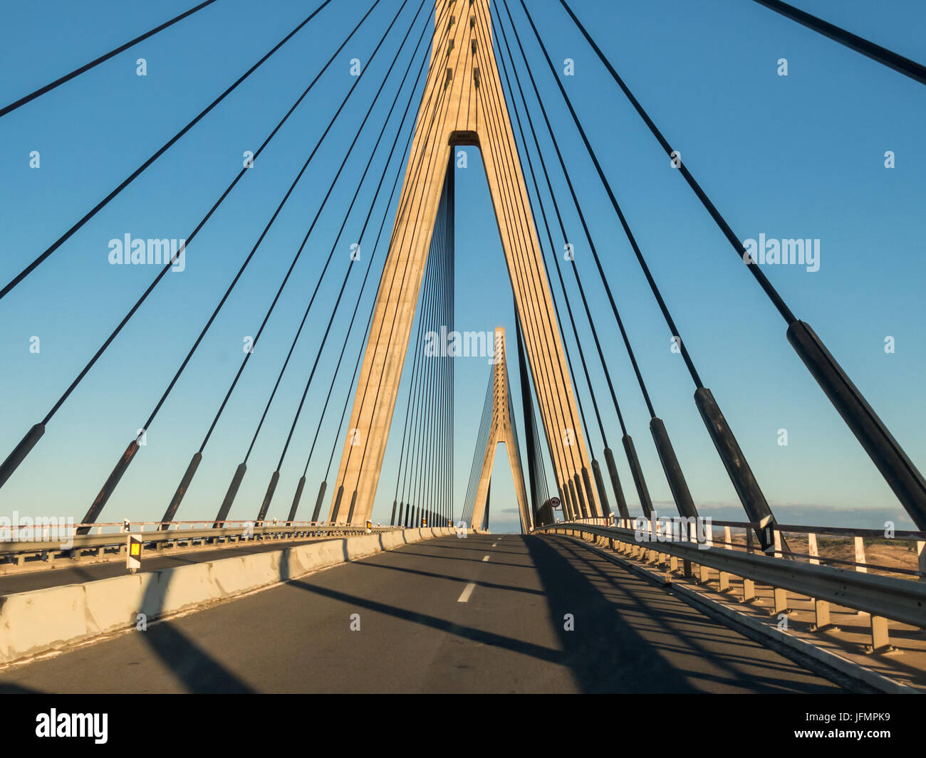 The International bridge, a suspension bridge between Spain and ...