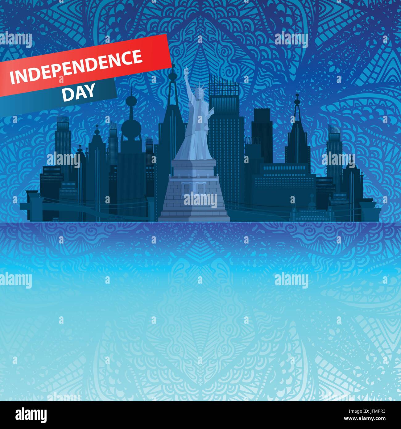 Independence Day USA. New York City with freedom and water. On a ...