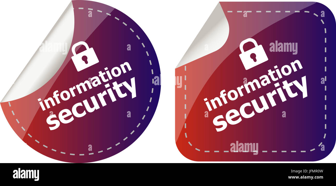 information security stickers label tag set isolated on white Stock ...