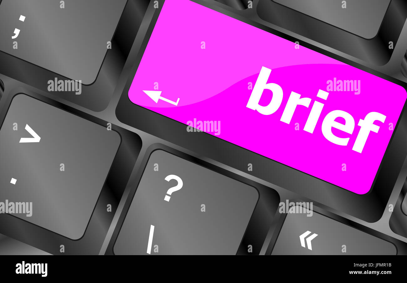Brief text button on keyboard with soft focus Stock Photo - Alamy