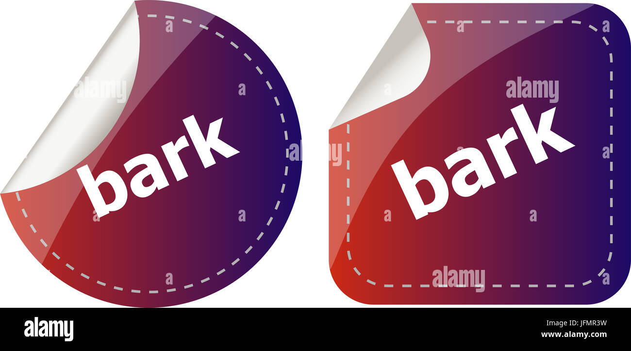 bark word on stickers button set, business label Stock Photo - Alamy