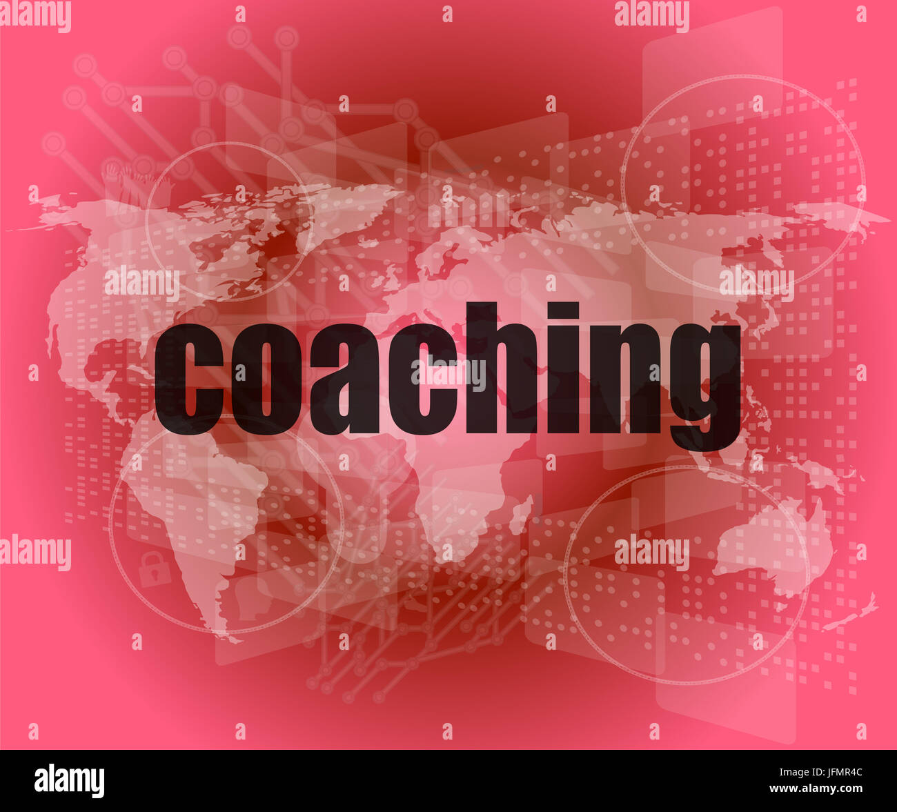 coaching word on touch screen, modern virtual technology background ...