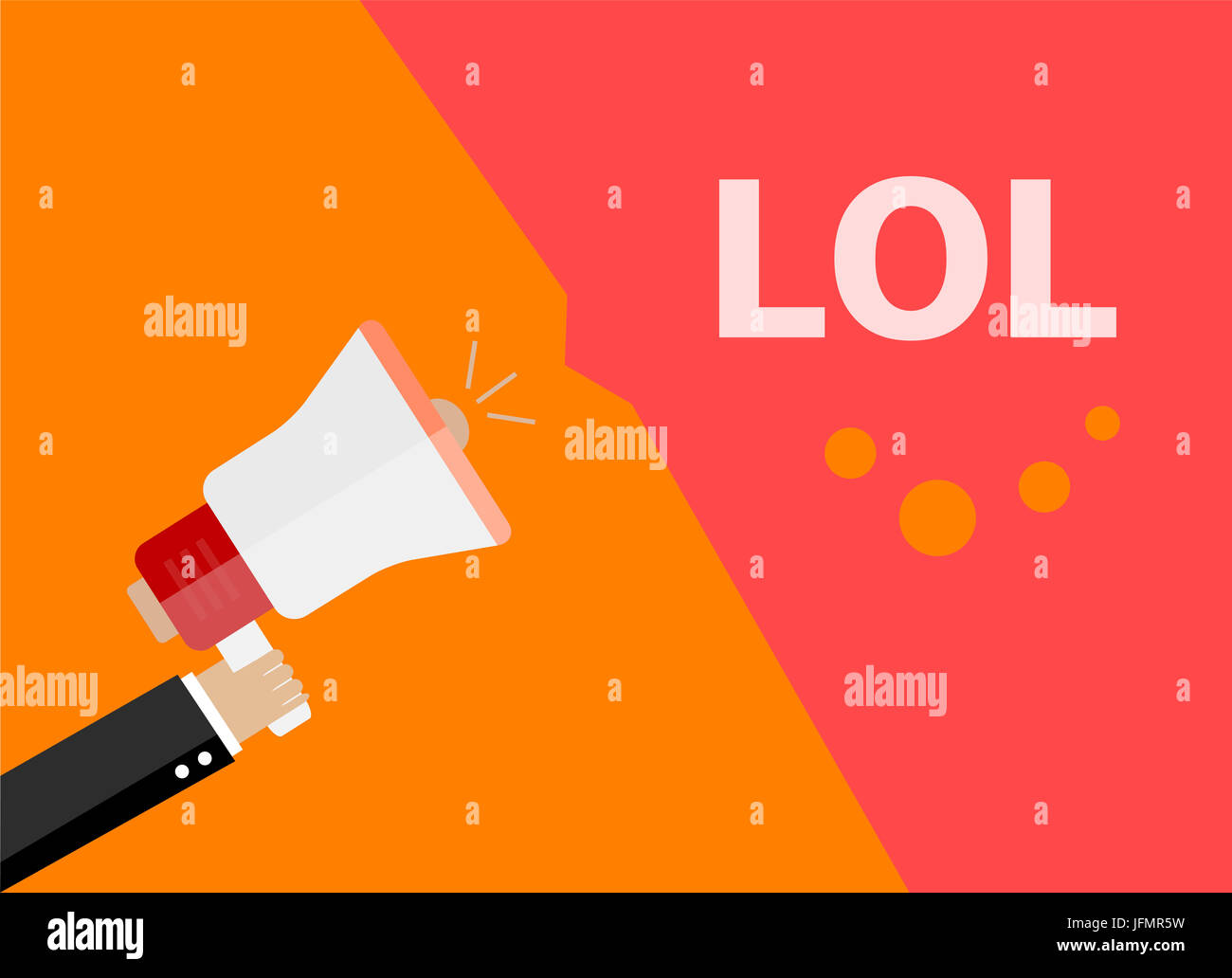 lol. Hand holding a megaphone. flat style Stock Photo - Alamy