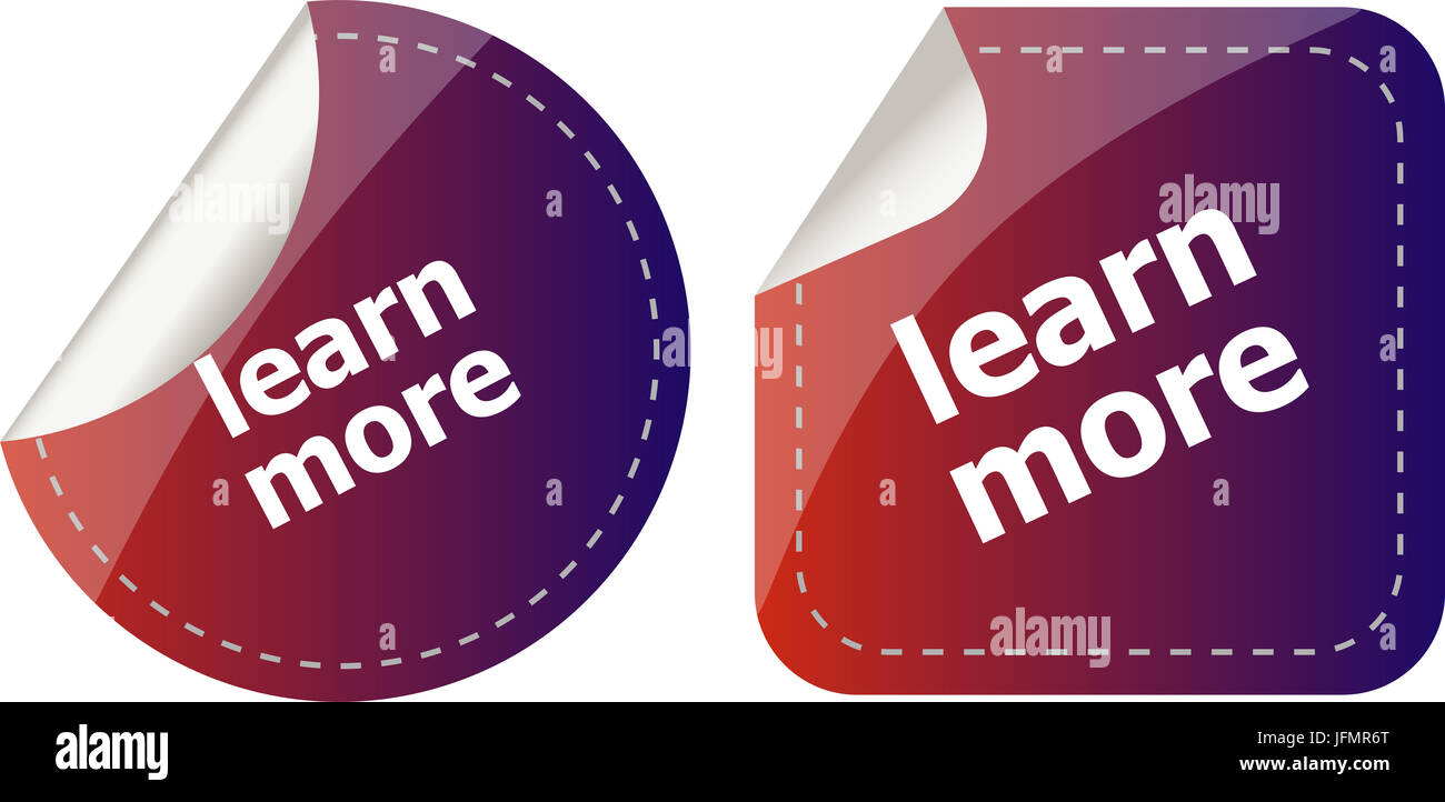 stickers label set business tag with learn more word Stock Photo - Alamy