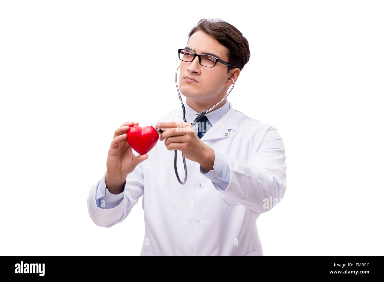 Doctor with heart isolated on white background Stock Photo - Alamy