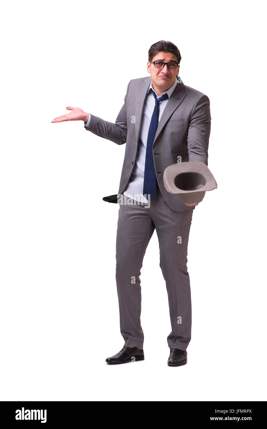 Bankrupt businessman isolated on white background Stock Photo - Alamy
