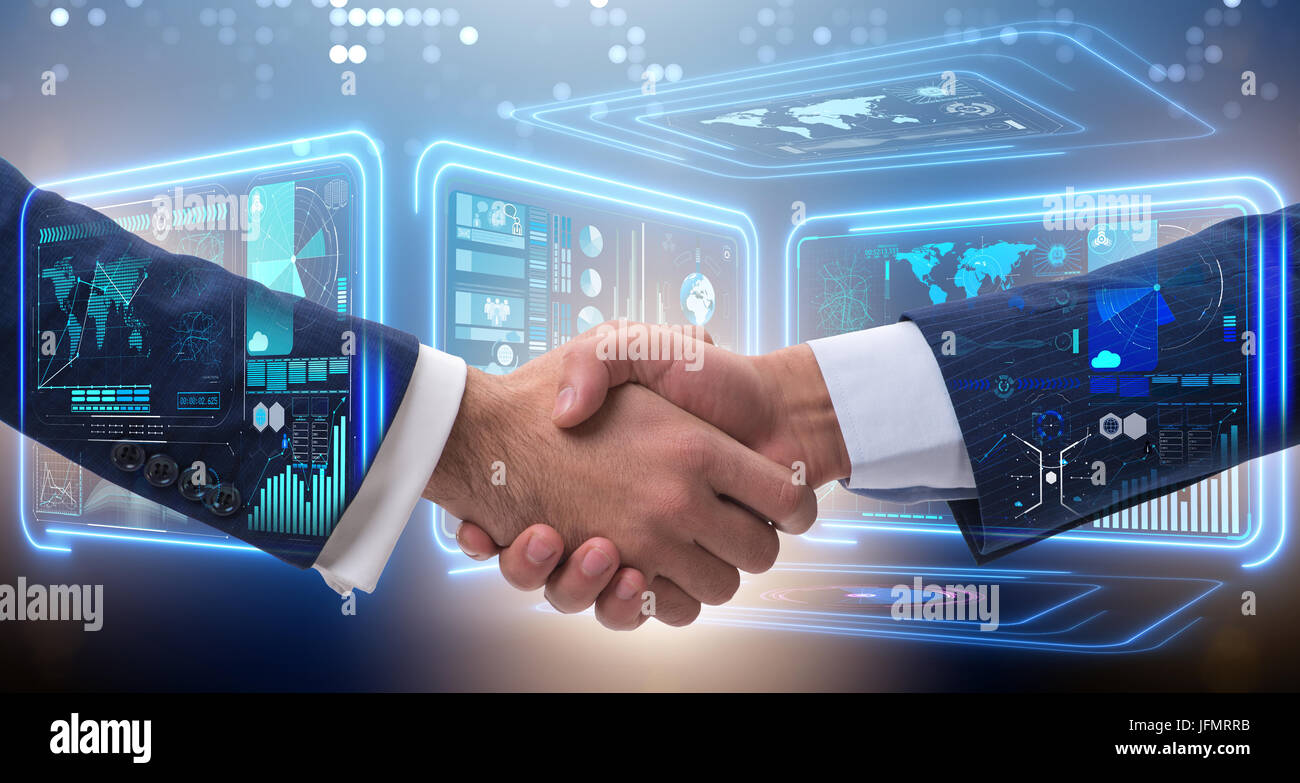 Handshake concept - business metaphor illustration Stock Photo - Alamy