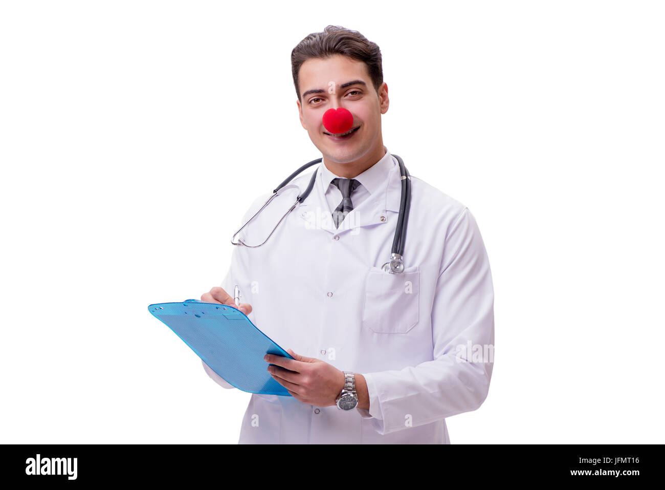Funny clown doctor isolated on the white background Stock Photo - Alamy