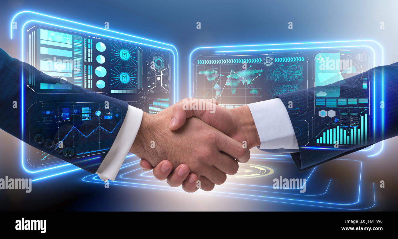 Handshake concept - business metaphor illustration Stock Photo - Alamy
