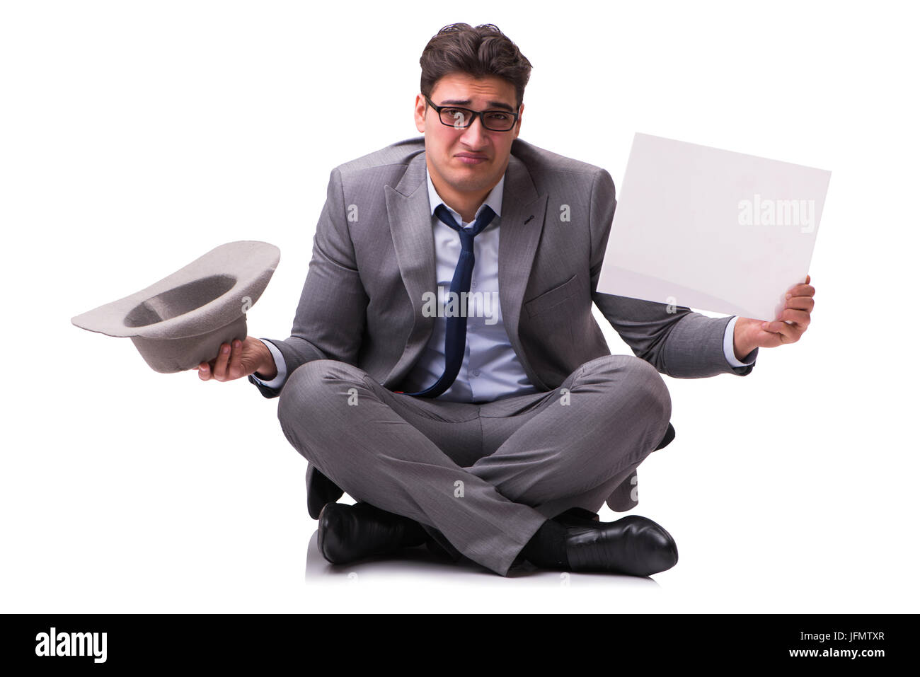 Bankrupt businessman isolated on white background Stock Photo - Alamy