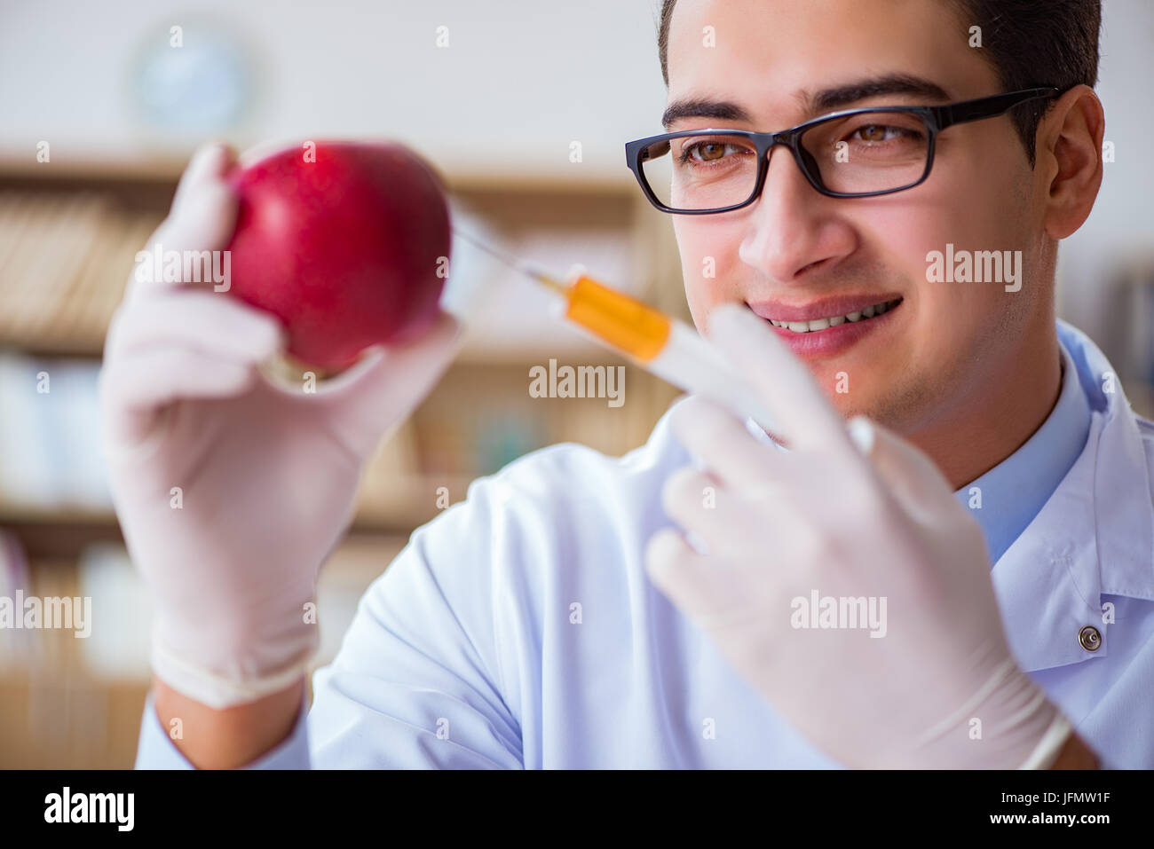 Scientist working on organic fruits and vegetables Stock Photo - Alamy