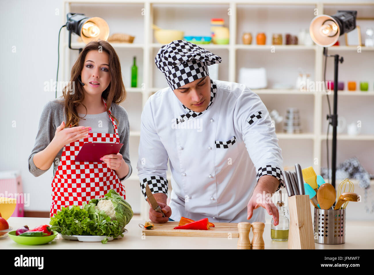 Food cooking tv show in the studio Stock Photo - Alamy