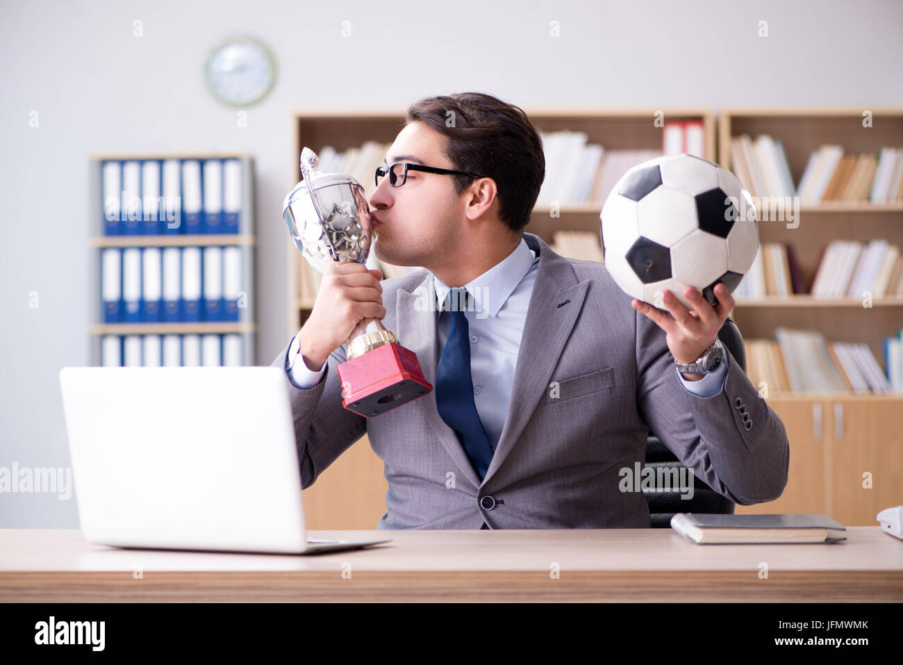 Excited footballer trophy cup soccer hi-res stock photography and ...