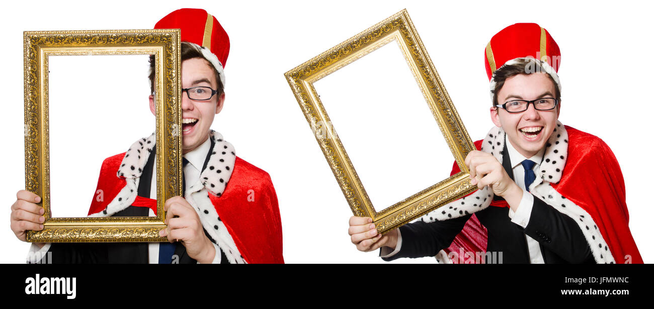 Man with picture frame isolated on the white Stock Photo - Alamy