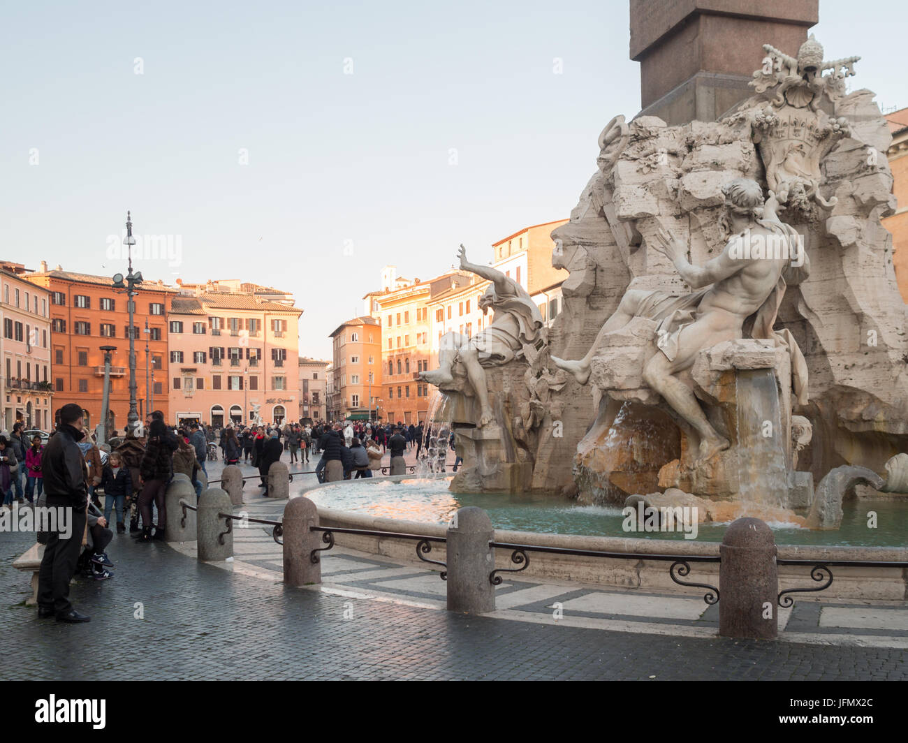 Piazza Navona central fountain Stock Photo - Alamy