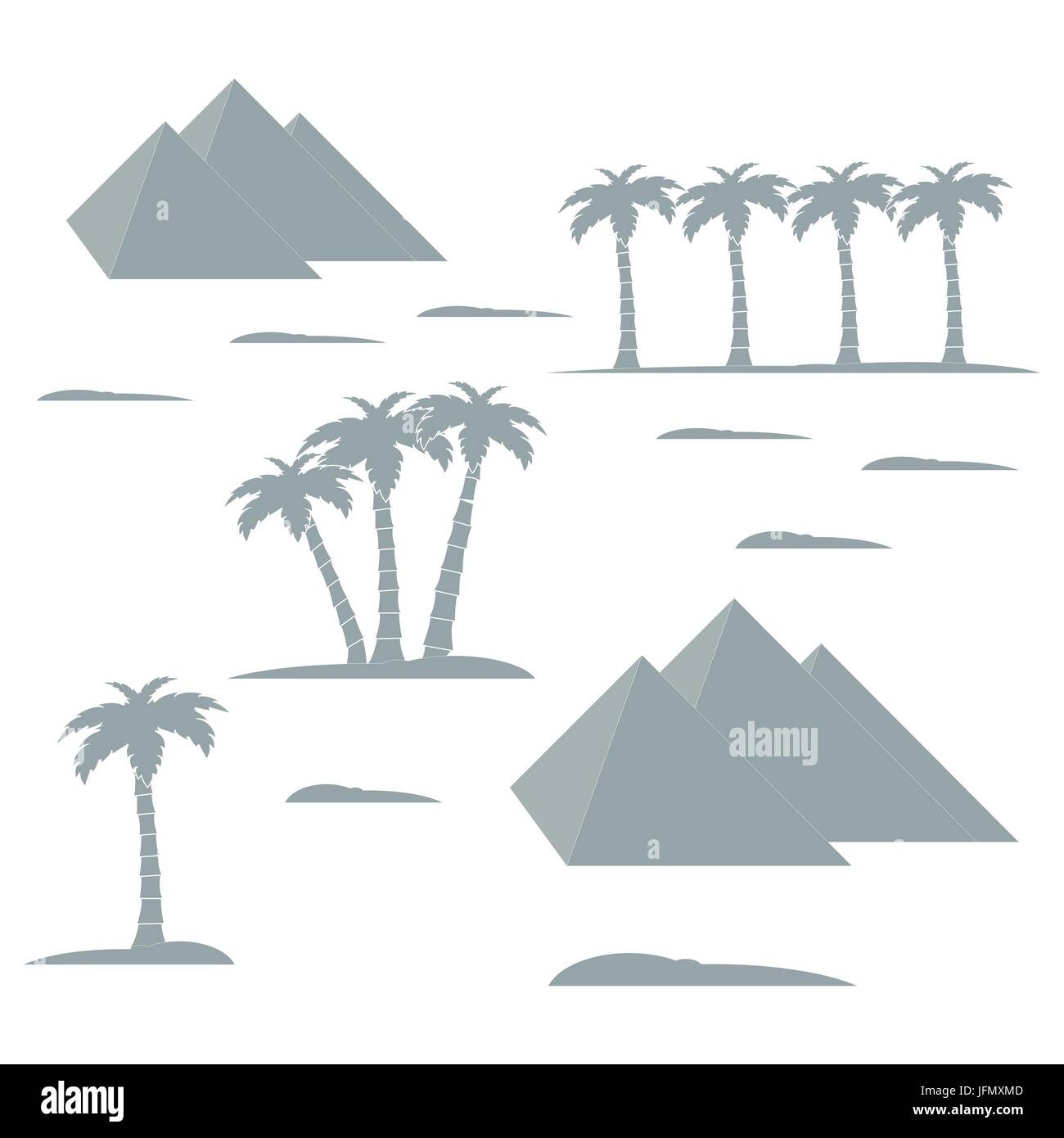 Nice picture showing love to travel: pyramids and palm trees on a white ...