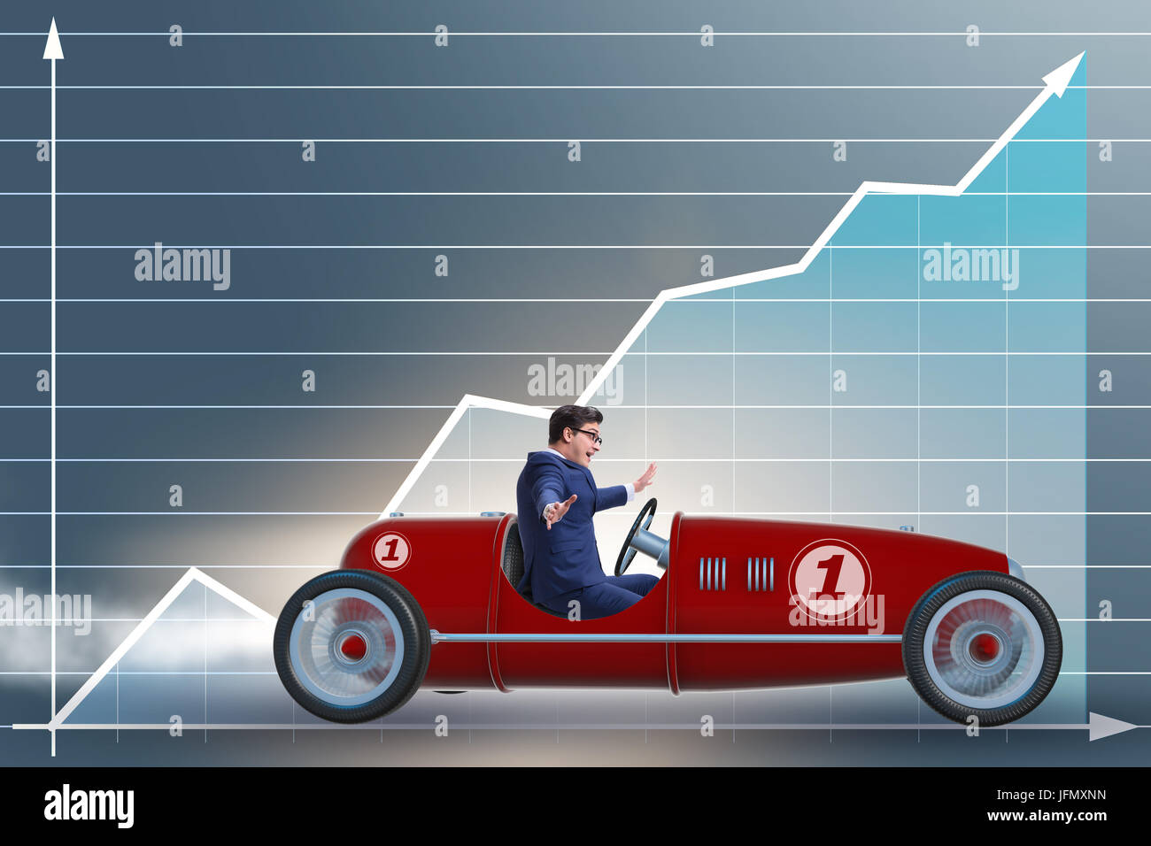 Businessman driving car in financial concept Stock Photo - Alamy