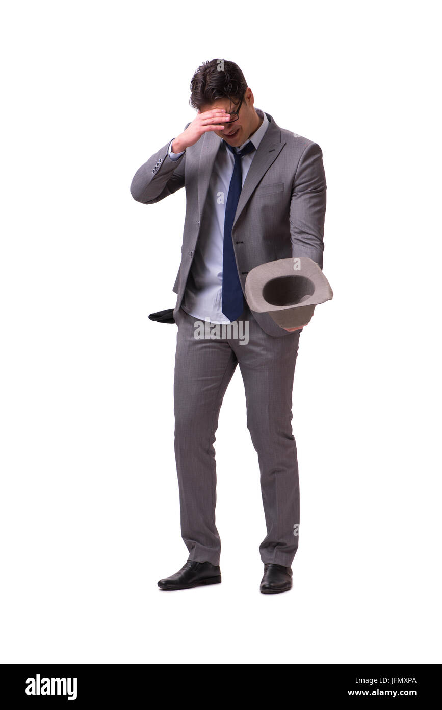 Bankrupt businessman isolated on white background Stock Photo - Alamy
