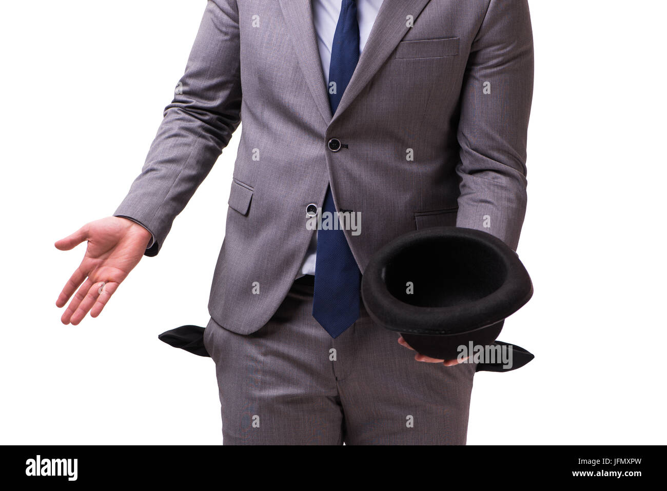 Bankrupt businessman isolated on white background Stock Photo - Alamy