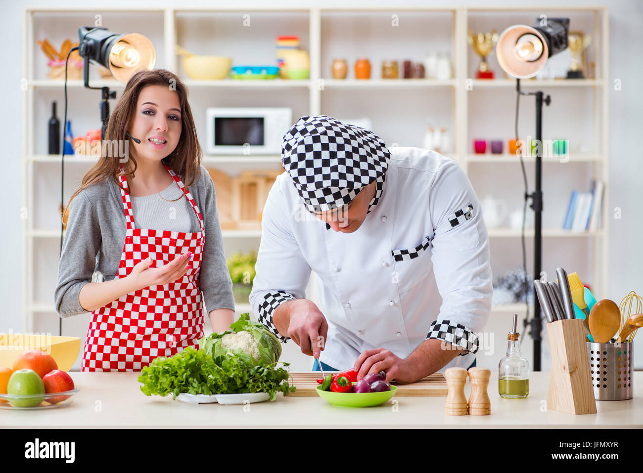 Food cooking tv show in the studio Stock Photo - Alamy