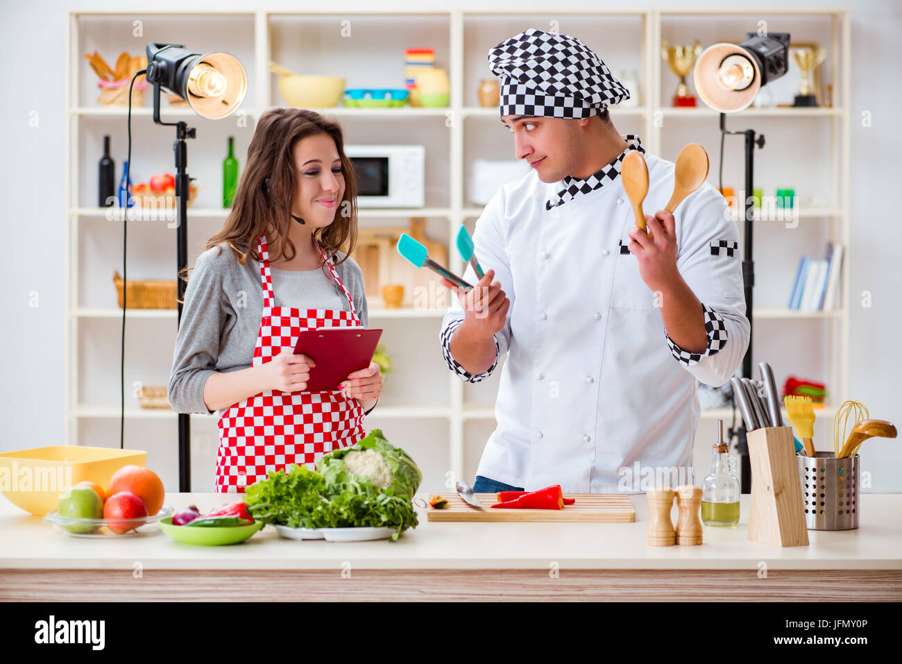 Food cooking tv show in the studio Stock Photo - Alamy