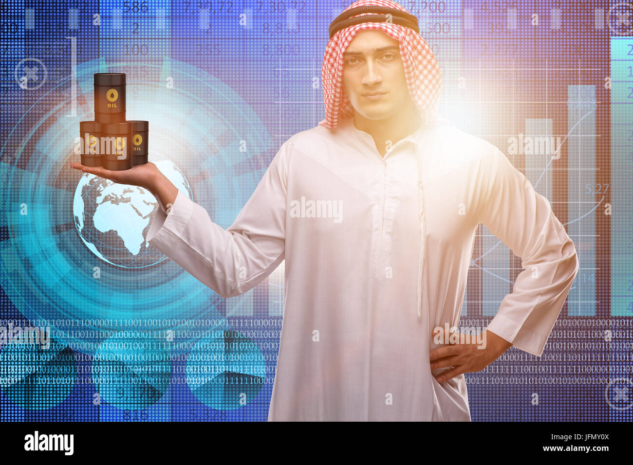 Arab businessman supporting oil price Stock Photo - Alamy
