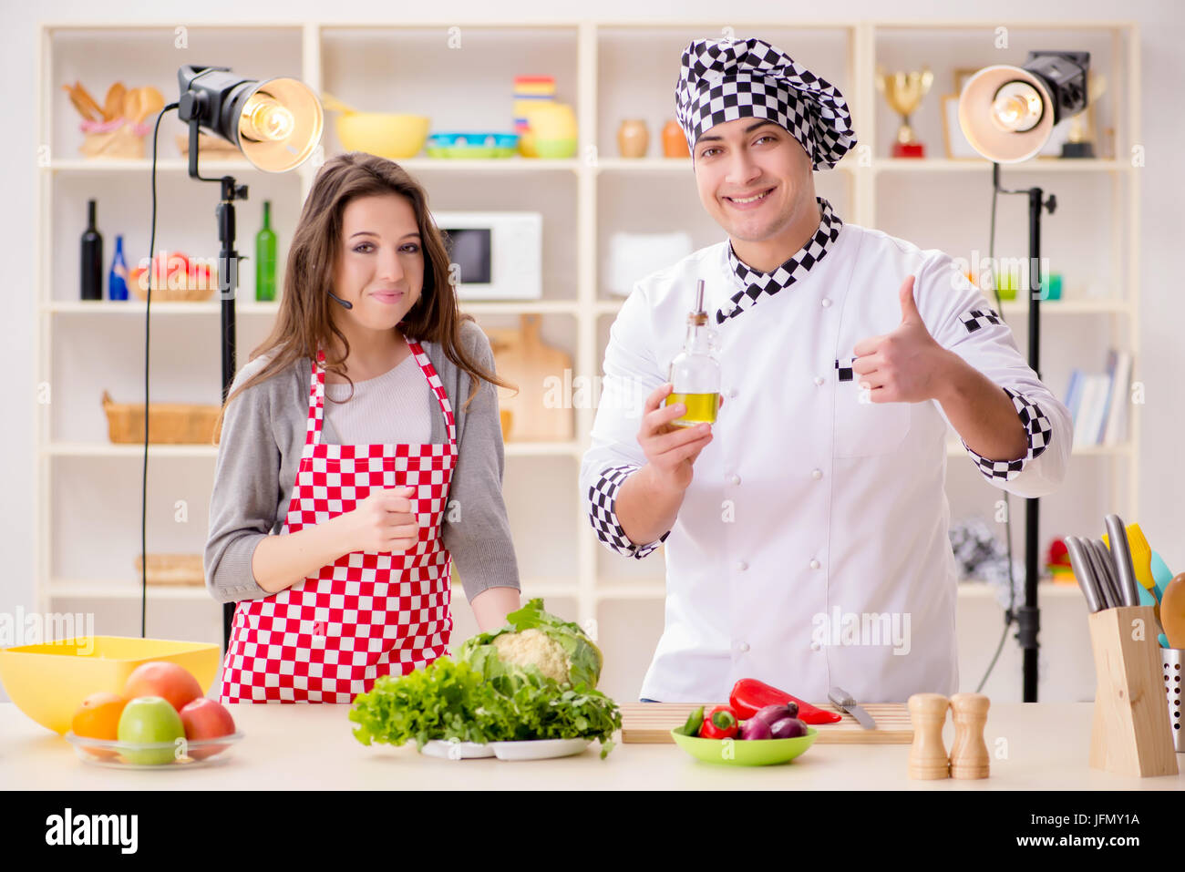 Food cooking tv show in the studio Stock Photo - Alamy