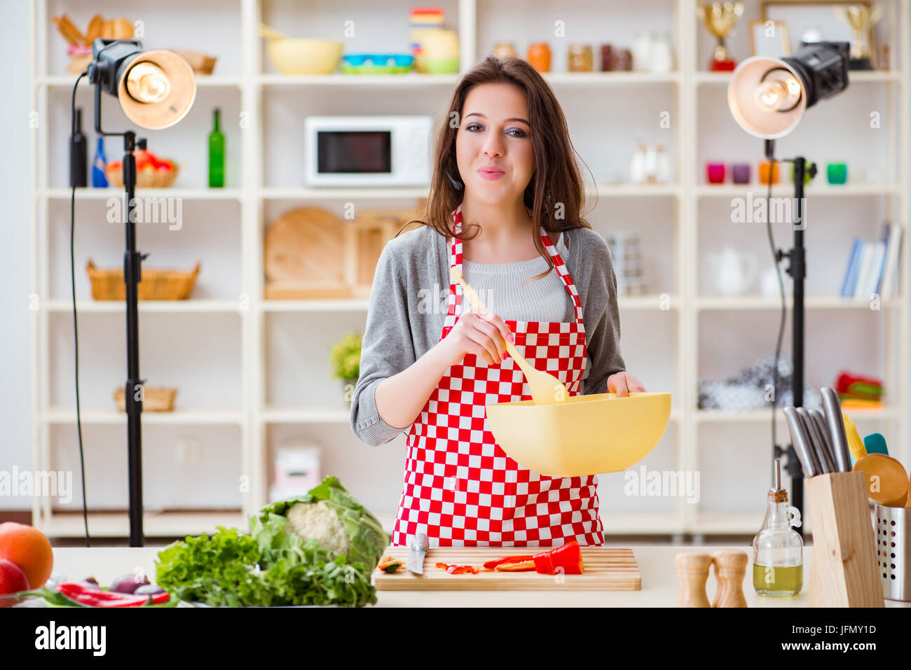Food cooking tv show in the studio Stock Photo - Alamy