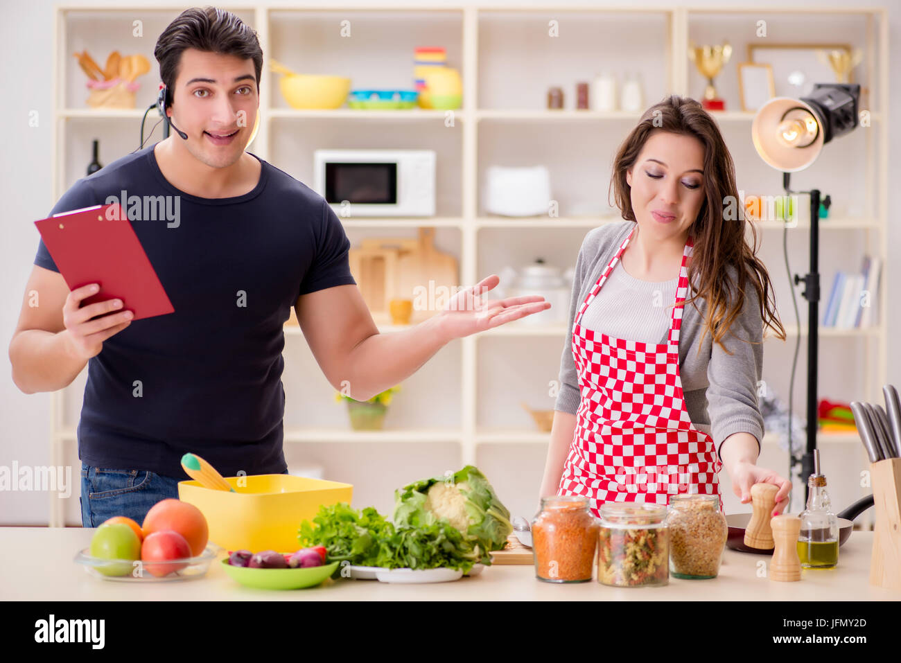 Food cooking tv show in the studio Stock Photo - Alamy
