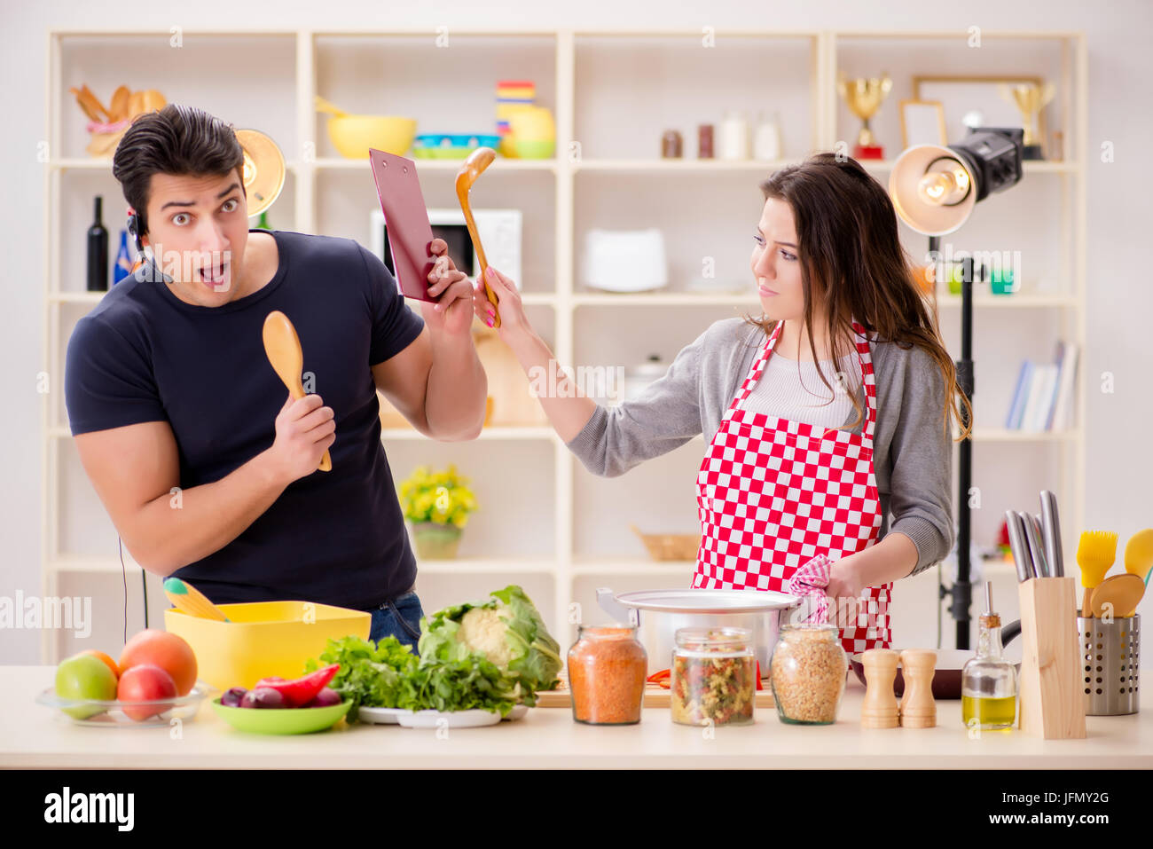 Food cooking tv show in the studio Stock Photo - Alamy