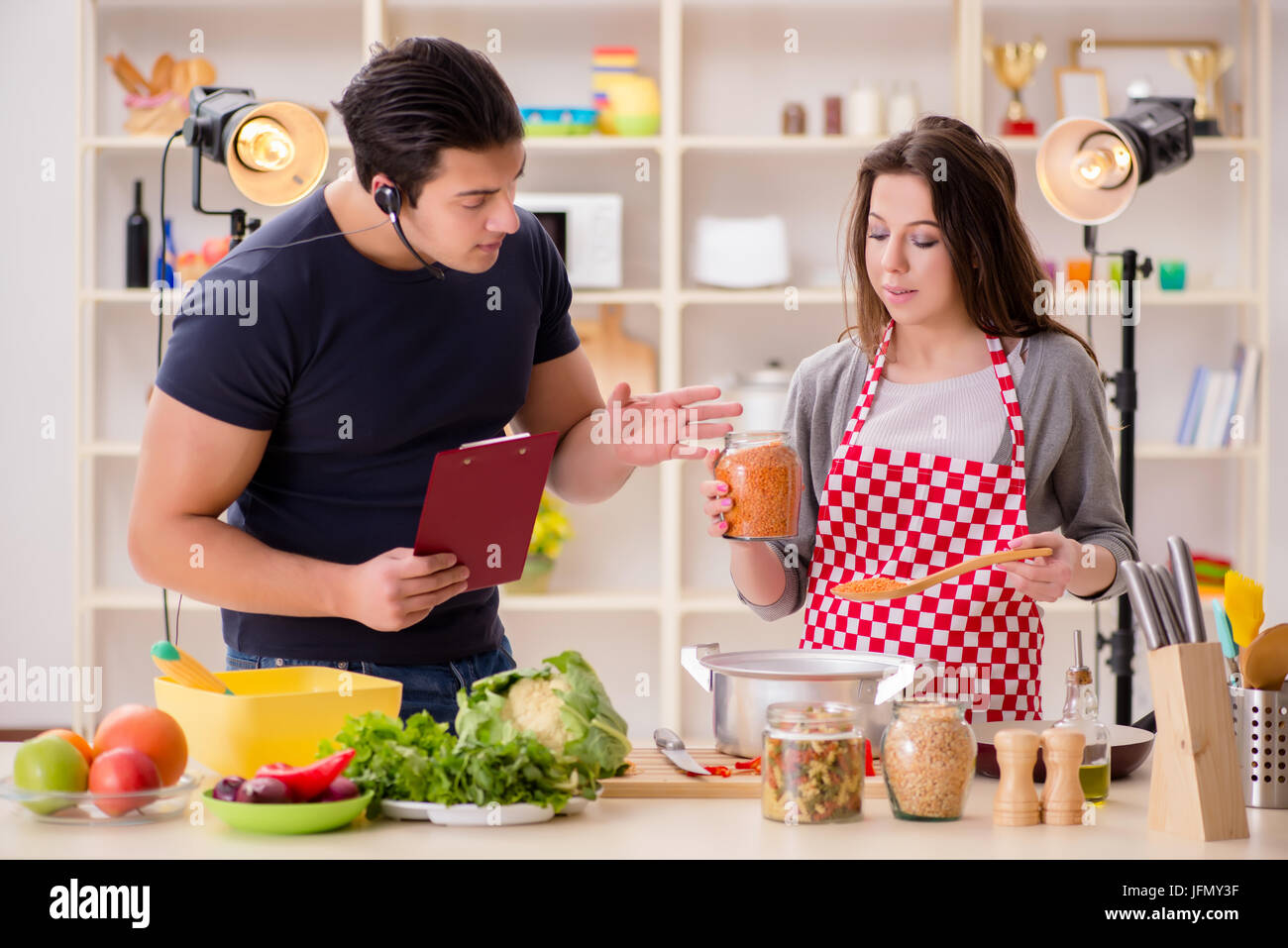 Food cooking tv show in the studio Stock Photo - Alamy