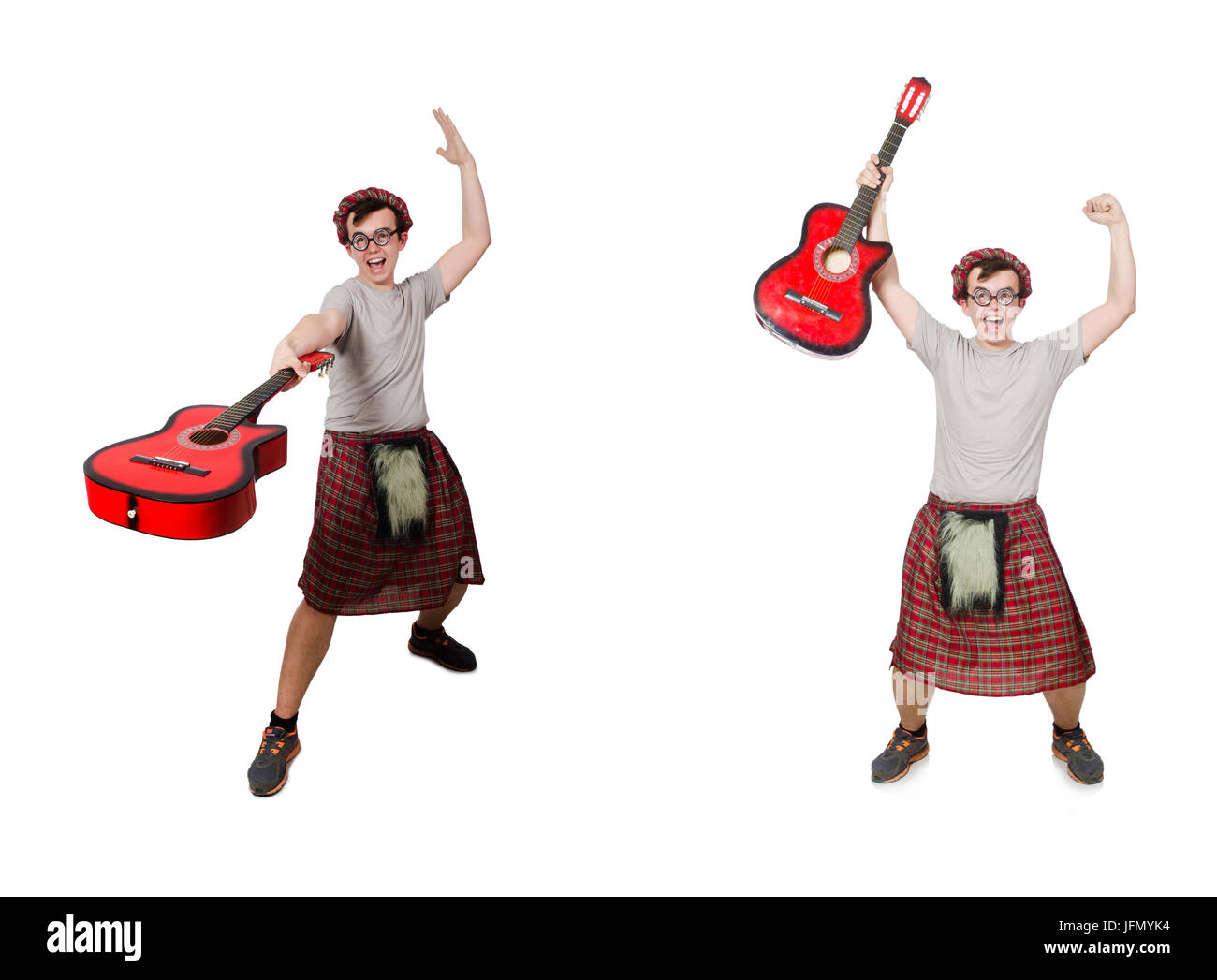 The scotsman playing guitar isolated on white Stock Photo - Alamy