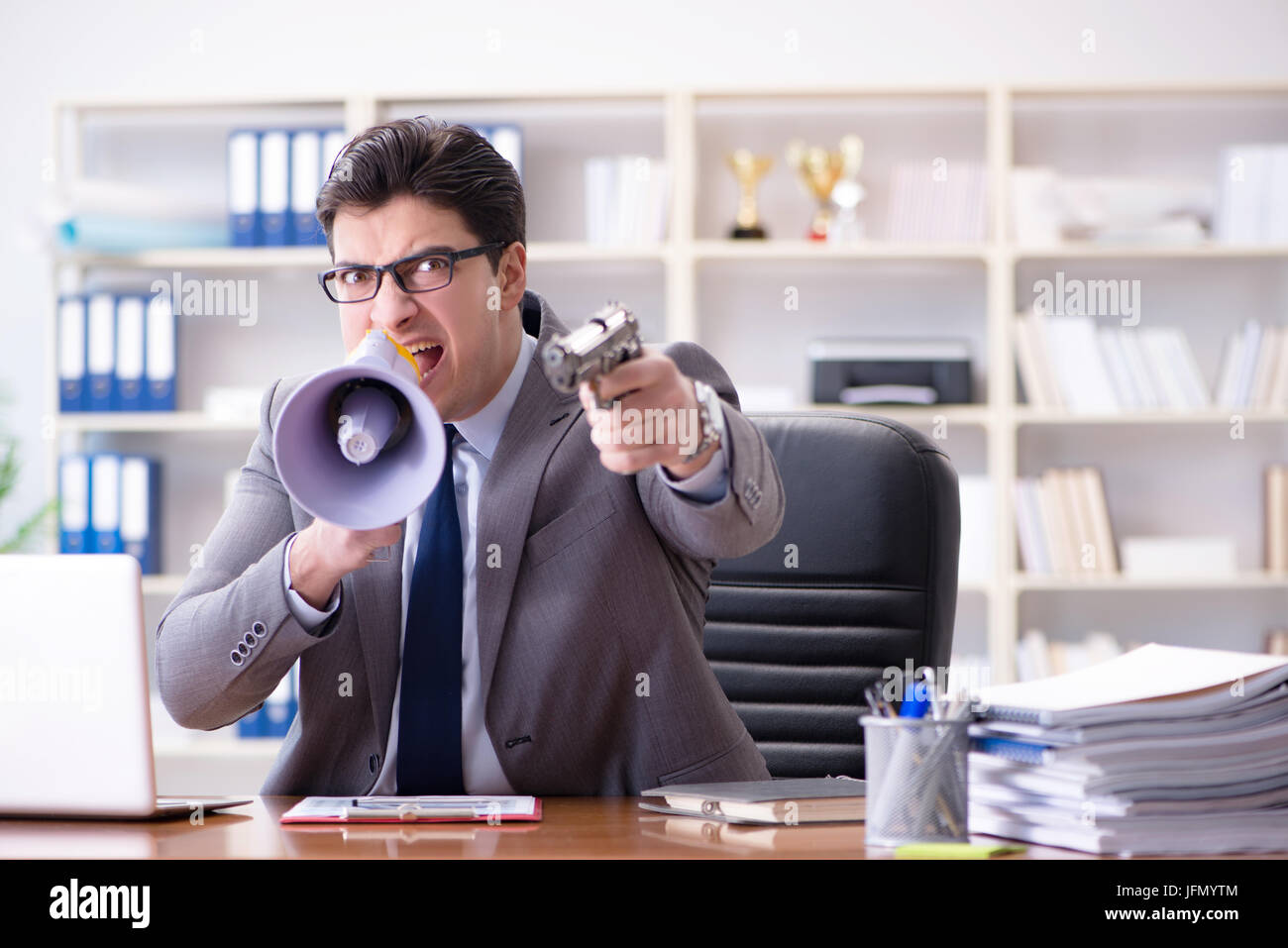 The angry aggressive businessman in the office Stock Photo - Alamy