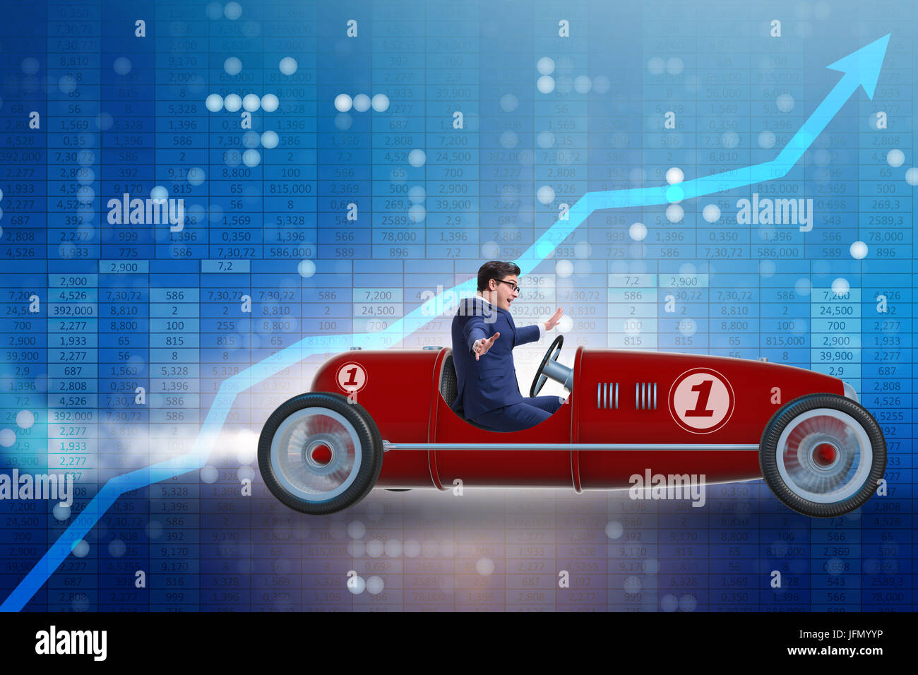 The businessman driving car in financial concept Stock Photo - Alamy