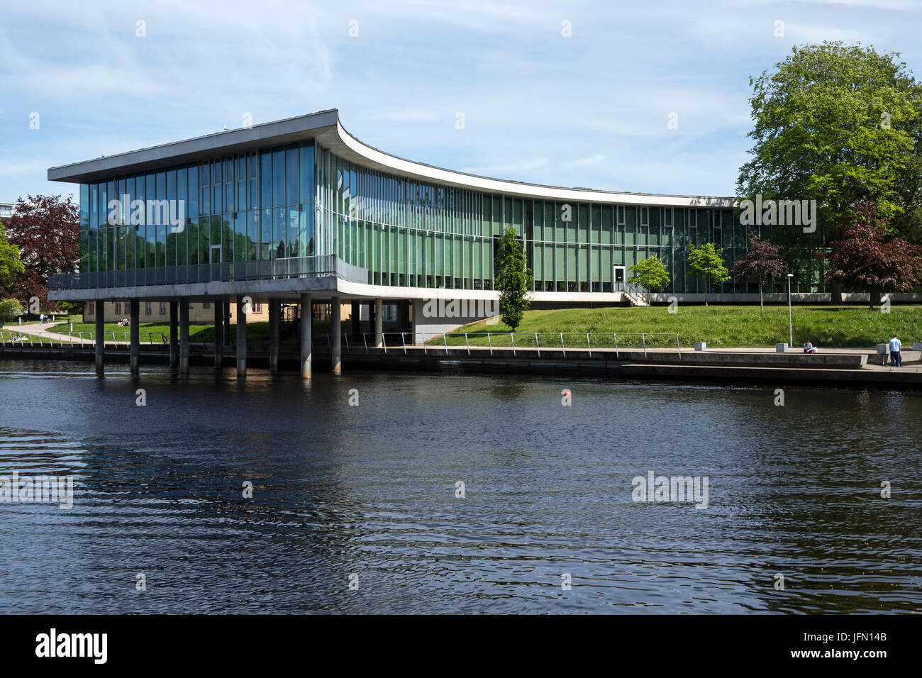 Halmstad city Library by Nissan river Stock Photo - Alamy