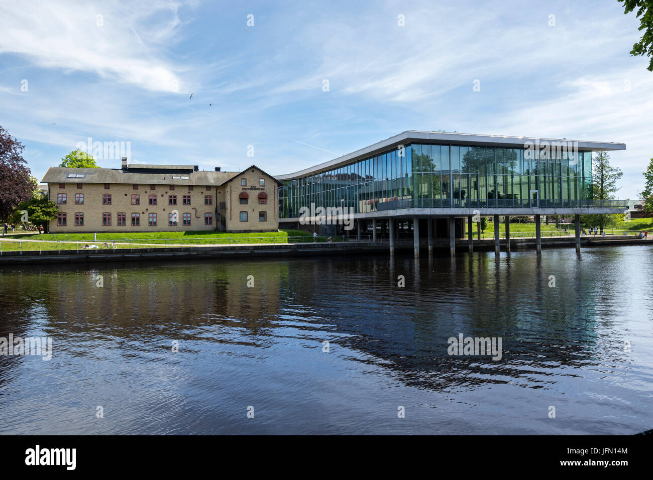 Halmstad city Library by Nissan river Stock Photo - Alamy