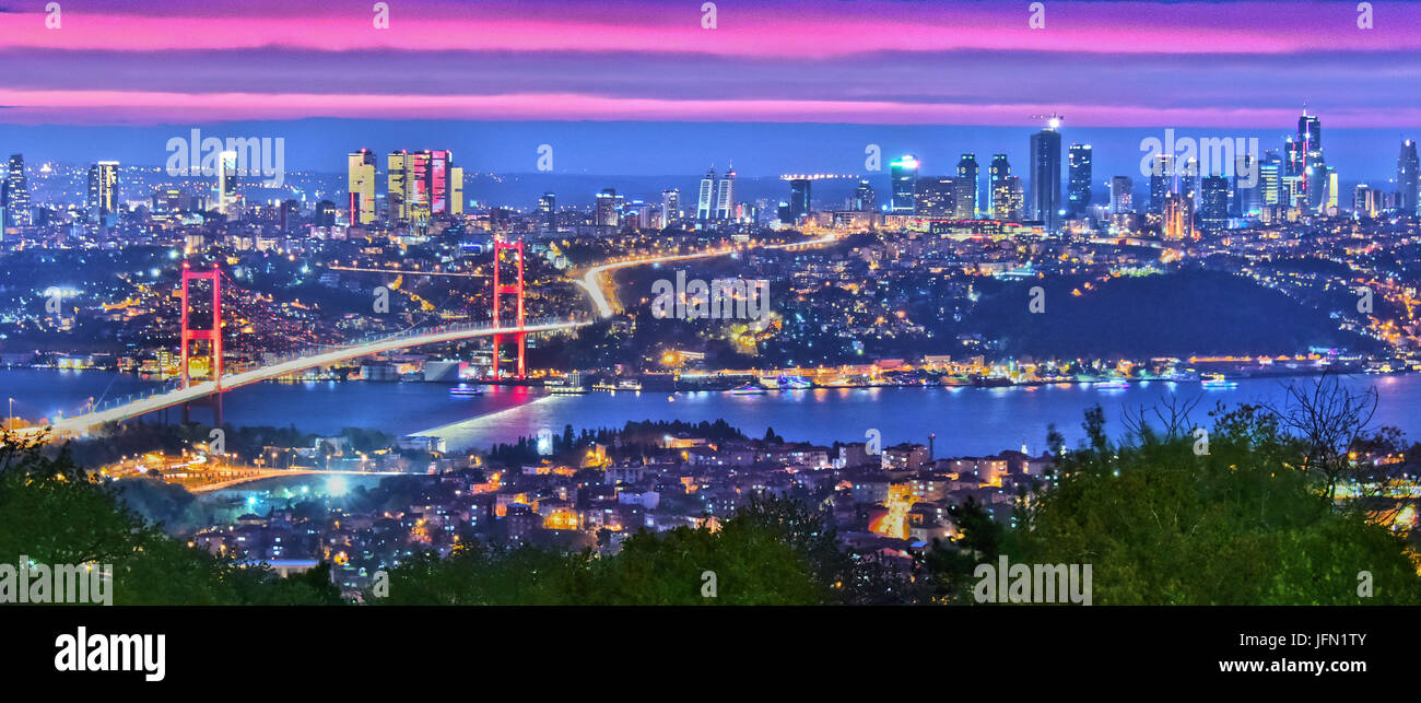 Panoramic view of Istanbul with the Bosphorus Bridge Stock Photo - Alamy