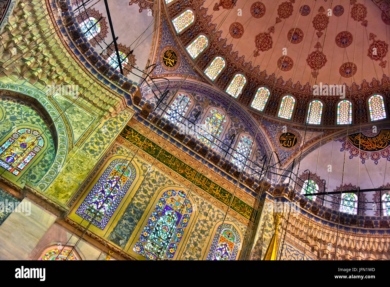 Interior of Sultan Ahmed Mosque or Blue Mosque in Istanbul Stock Photo ...