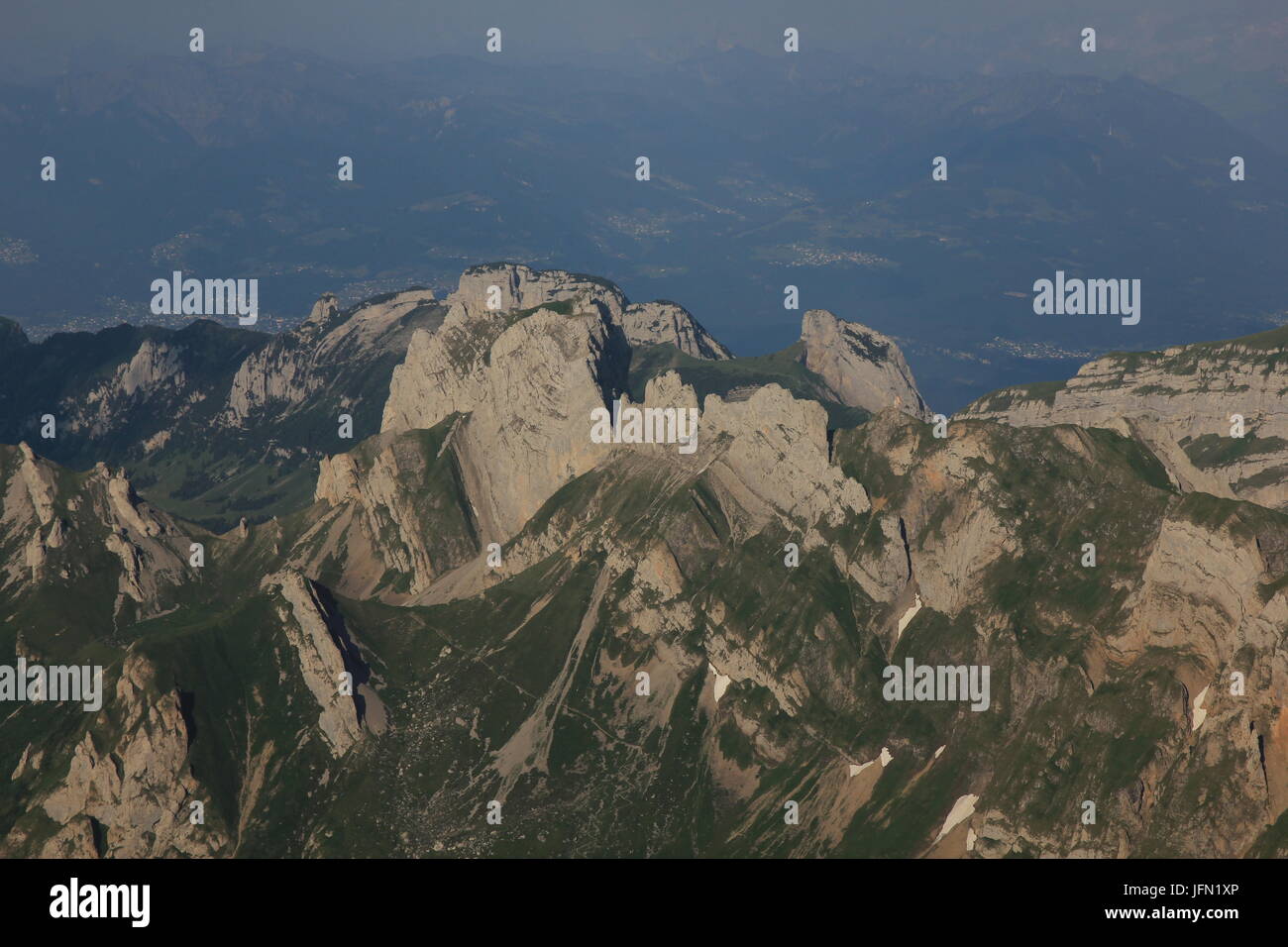 View from Mount Santis. Hundstein, mountain of the Alpstein Range Stock ...