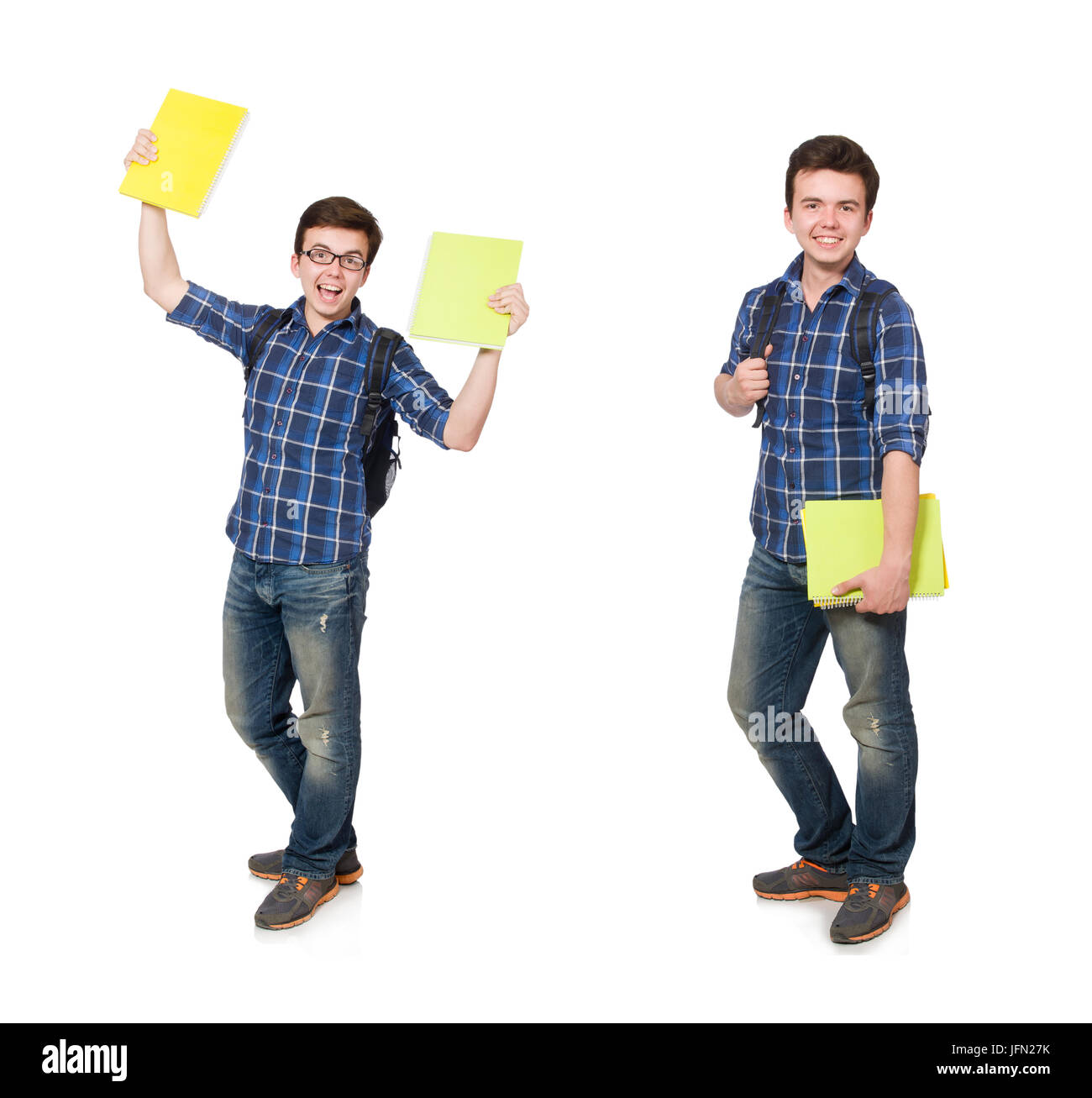 The young student with book on white Stock Photo - Alamy