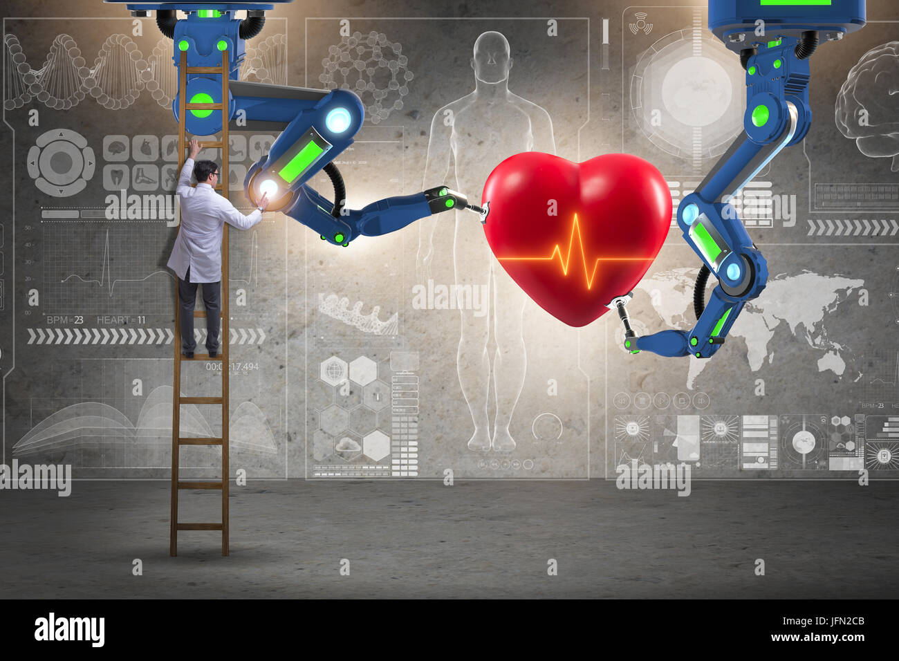 The heart surgery done by robotic arm Stock Photo - Alamy