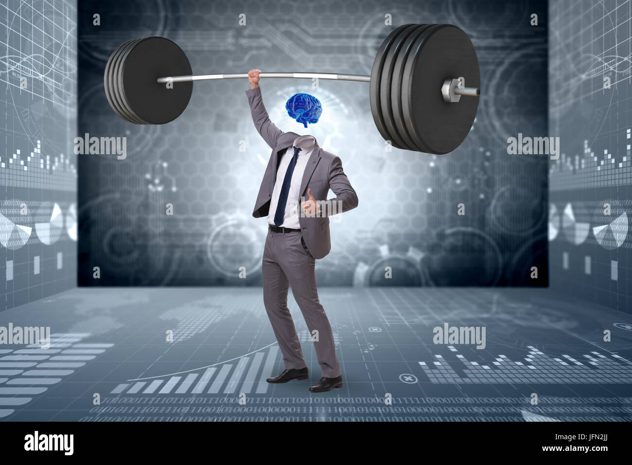 The concept with brain man and dumbbell Stock Photo - Alamy